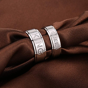 Ginger Lyne Collection King or Queen Stainless steel Wedding Band Ring (Queen-6)