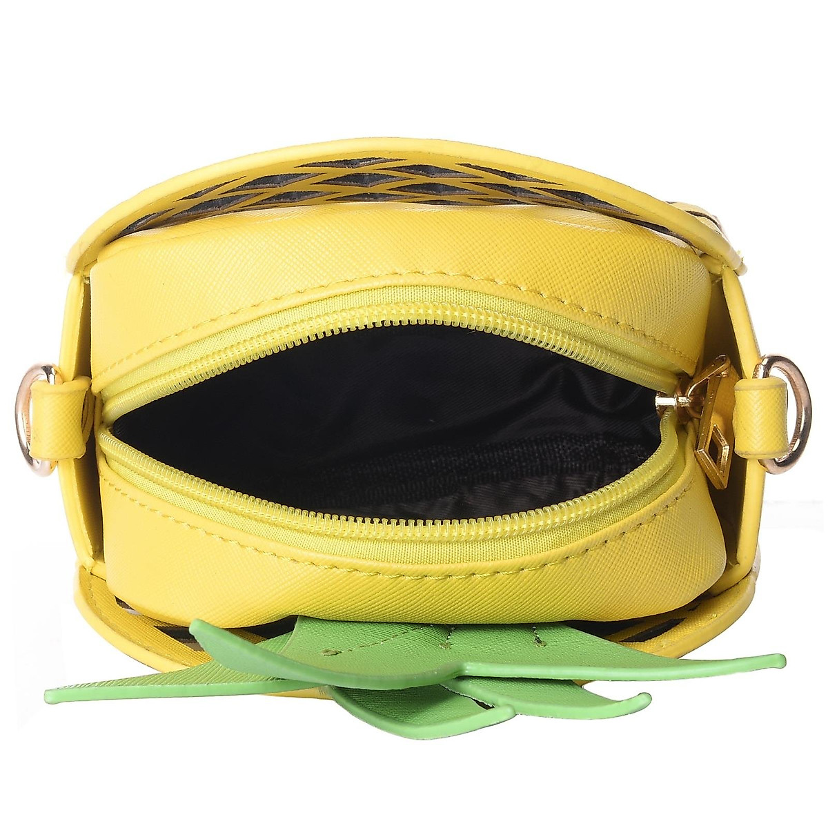 QZUnique Fruit Shape Handbag PU Crossbody Metal Chain Shoulder Bag Adjustable Strap Clutch Jelly Purse Pineapple