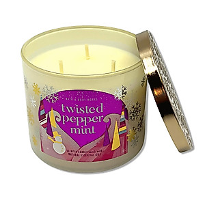 Bath & Body Works Twisted Peppermint Scented Candle 3-Wick Candle with Essential Oils - 14.5oz - 2022 Holiday Scents