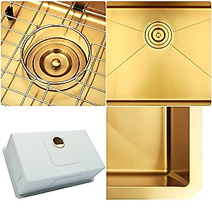 Lonsince Undermount Kitchen Sink 30 X 18 inch,Single Bowl Kitchen Sink Undermount,Gold Kitchen Sink,Undermount Stainless Steel Kitchen Sink