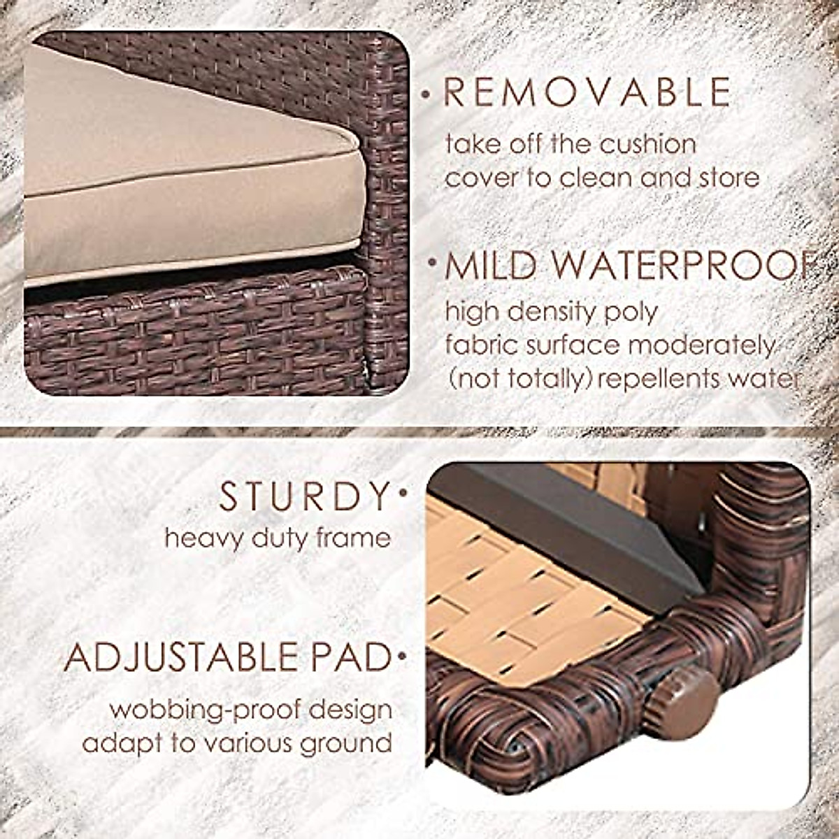 Super Patio Outdoor Wicker Loveseat Patio Furniture, Rattan Corner Sofa Chair with Beige Cushions, Additional Seats for Sectional Sofa Set, Porch and Poolside, Espresso Brown