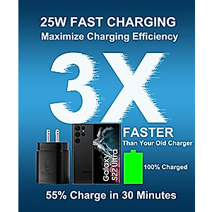 Samsung 25W Super Fast Charger Kit,PD USB C Charger Fast Charging Block/Car Adapter with 2X C to C Cord(5ft) for Samsung Galaxy S23/S22/S21/S20/Plus/Ultra/Note 20/Z Fold 3