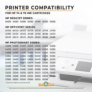 Houseoftoners Remanufactured Ink Cartridge Replacement for HP 74 75 CC659FN CB335WN CB337WN ((4 Pack (2-Black/2-Color))