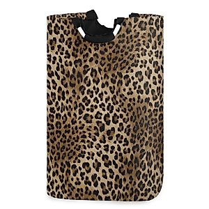 CaTaKu Leopard Brown Collapsible Laundry Baskets, Dirty Clothes Hampers for Laundry, Cheetah Print Large Hamper with Handles, Laundry Room Organization and Storage