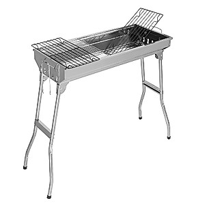 Charcoal Grill, Barbecue Grill Stainless Steel BBQ Smoker Barbecue Folding Portable Folded Camping Barbecue Grill for Outdoor Cooking Camping Hiking Picnics Backpacking Great for traveling 70x31x71cm