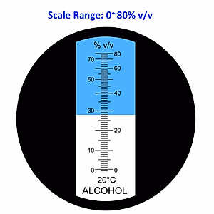 Alcohol Refractometer of 0~80% v/v Volume Percent Scale Range, Alcohol Refractometer for Spirit Alcohol Volume Percent Measuring in Alcohol Liquor Production, Distilled Beverages