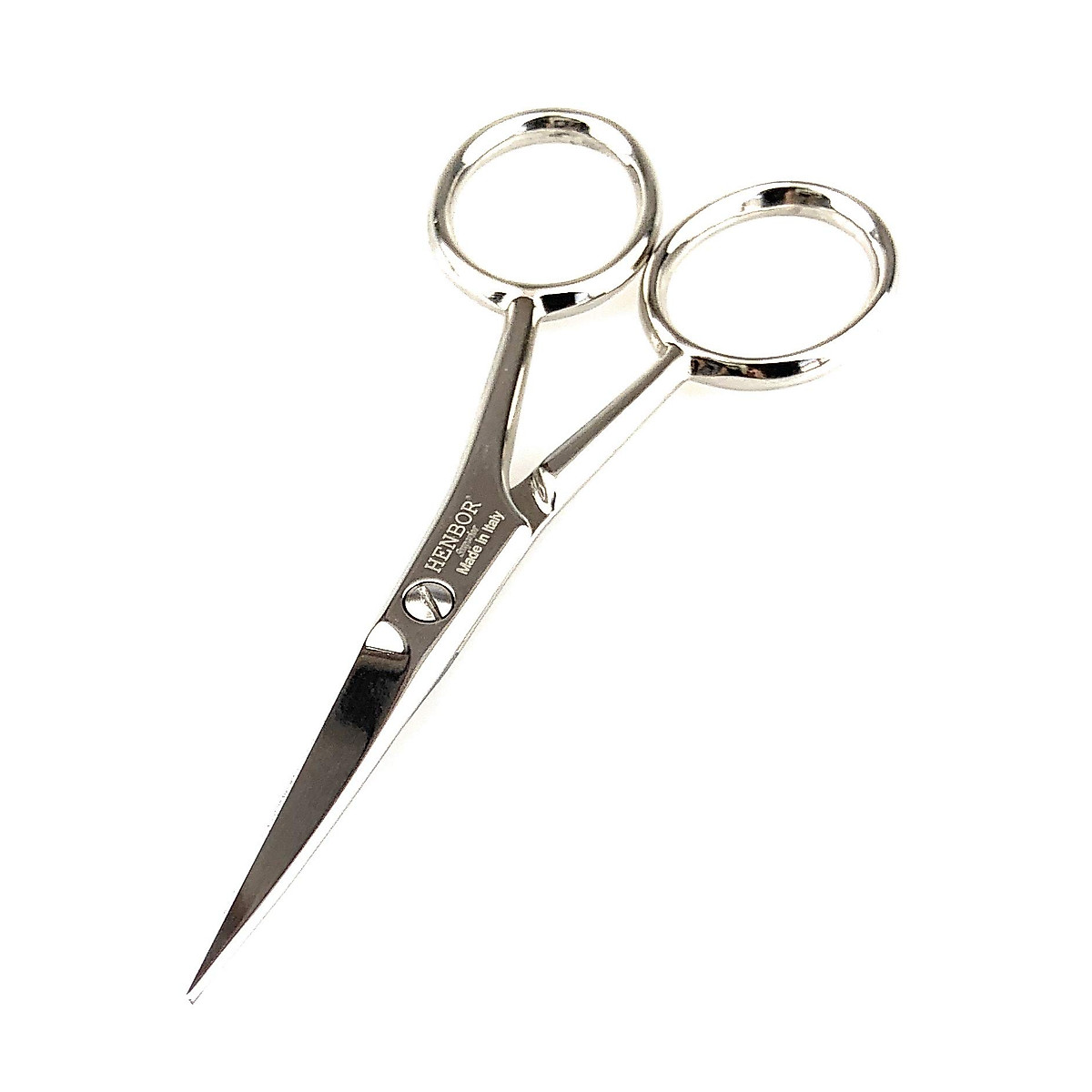 Henbor Italy Mustache & Beard Scissors - Premium Nickel Plated Special C45 Carbon Steel Professional Grooming Tool Mustache and Beard Hair Care | Handcrafted in Premana Italy |