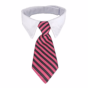VEDEM Dog Necktie with Tuxedo Collar, Pet Adjustable Costumes Striped Neck Tie for Small Medium Large Dogs (X-Small, Red Black)