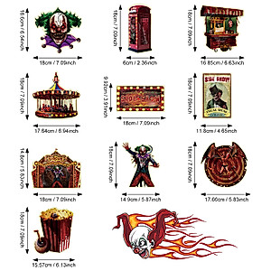 30 Pieces Halloween Clown Hanging Swirl Decorations Horror Joker Cutouts Circus Foil Ceiling Decor Halloween Creepy Carnival Decor, 7.09 x 7.09 Inch