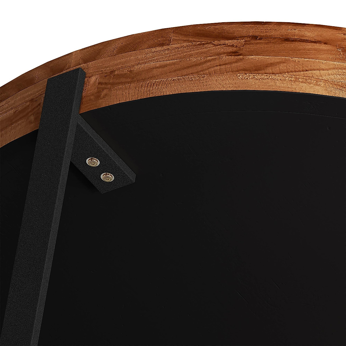 SSLine Antique Round Wood Coffee Table Farmhouse Cocktail Center Table for Living Room Thicken Fir Wood Table Top with Cross Metal Base(Natural&Black - 33.86" D x 17.71" H)