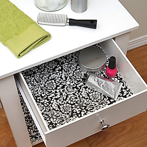 Con-Tact Brand Creative Covering Self-Adhesive Vinyl Drawer and Shelf Liner, 18" x 60', Mirabella Black & White