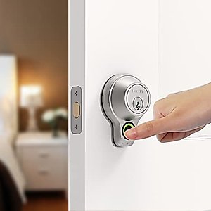 Lockly Flex Touch, Bluetooth Smart Door Lock, Keyless Entry Door Lock, 3D Biometric Fingerprint Deadbolt, Auto Lock, Monitoring Alert (Satin Nickel)
