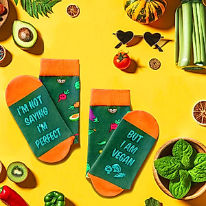 HAPPYPOP Funny Vegan Gifts Ideas for Women - Vegetarian Gifts Men, Vegan Socks Vegetable Socks For Her
