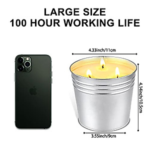 Citronella Candles Outdoor Large Patio Candle, Outside 3 Wick Bucket Candle 100 Hour Burning for Table Backyard Camping Indoor, Soy Wax Scented Candle Gift for Women Wedding, 2 Pack 17OZ