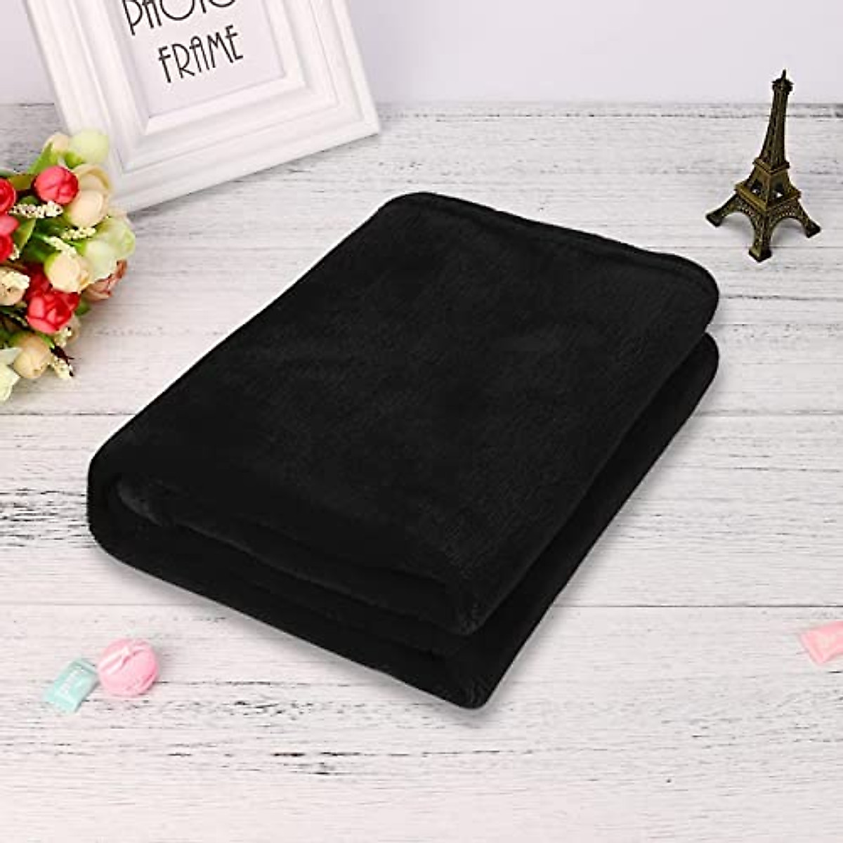 Black Plush Blanket, 45X65CM Black Blanket Queen Size, Super Soft Fluffy Throw Blankets for Couch, Sofa and Bed