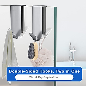 Shower Door Hooks, Shower Hooks for Towels, Heavy Duty Drilling-Free Double Sided Shower Towel Hooks for Bathroom Frameless Glass Shower Door, Over The Door Towel Hooks, 2 Packs