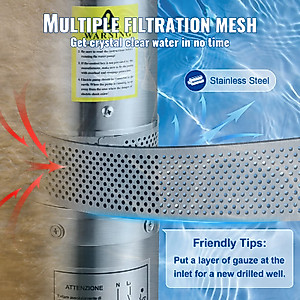 VEVOR Well Pump 1.5 HP, Submersible Well Pump 110V, Stainless Steel Deep Well Pump with 131ft Cable, Stainless Steel Deep Well Pump 24GPM for Cities Farmland Irrigation and Home Use