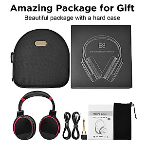 ZPVGZY Yagoolh E8 Bluetooth Headphones Wireless Headphones Active Noise Cancelling Headphones Over Ear with Microphone, Soft Protein Earpads, 30 Hours Playtime for Travel/Work (Rose Red)