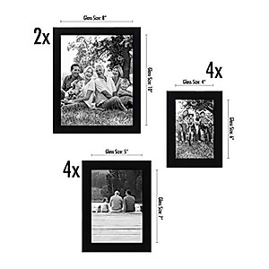 Americanflat 10 Pack Black Picture Frames Collage Wall Decor - Gallery Wall Frame Set with Two 8x10, Four 5x7, and Four 4x6 Frames, Shatter Resistant Glass, Hanging Hardware, and Easel Included