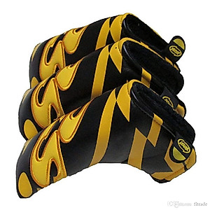 DBYAN Golf Club Blade Putter Cover Headcover with PU Leather Velcro Closure,Yes Printed Patterned for Blades Putters Scotty Cameron Ping Ansor,Black & Yellow
