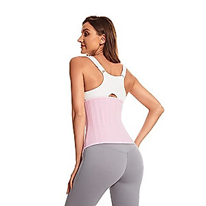 LARTIGUE Latex Waist Trainer for Women 25 Steel Boned 3 Hook Hourglass Body Shaper Corsets Cincher,Pink S