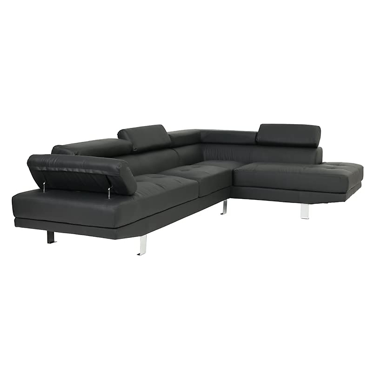 Poundex Sectional Sofa, Black