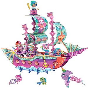 PINXIES Marvelous Mermaid Ship | Build-Your-Own Magical Boat Play Set, Kids 3D Puzzle Toy - STEM Girl Toys Ages 6-7 and Up