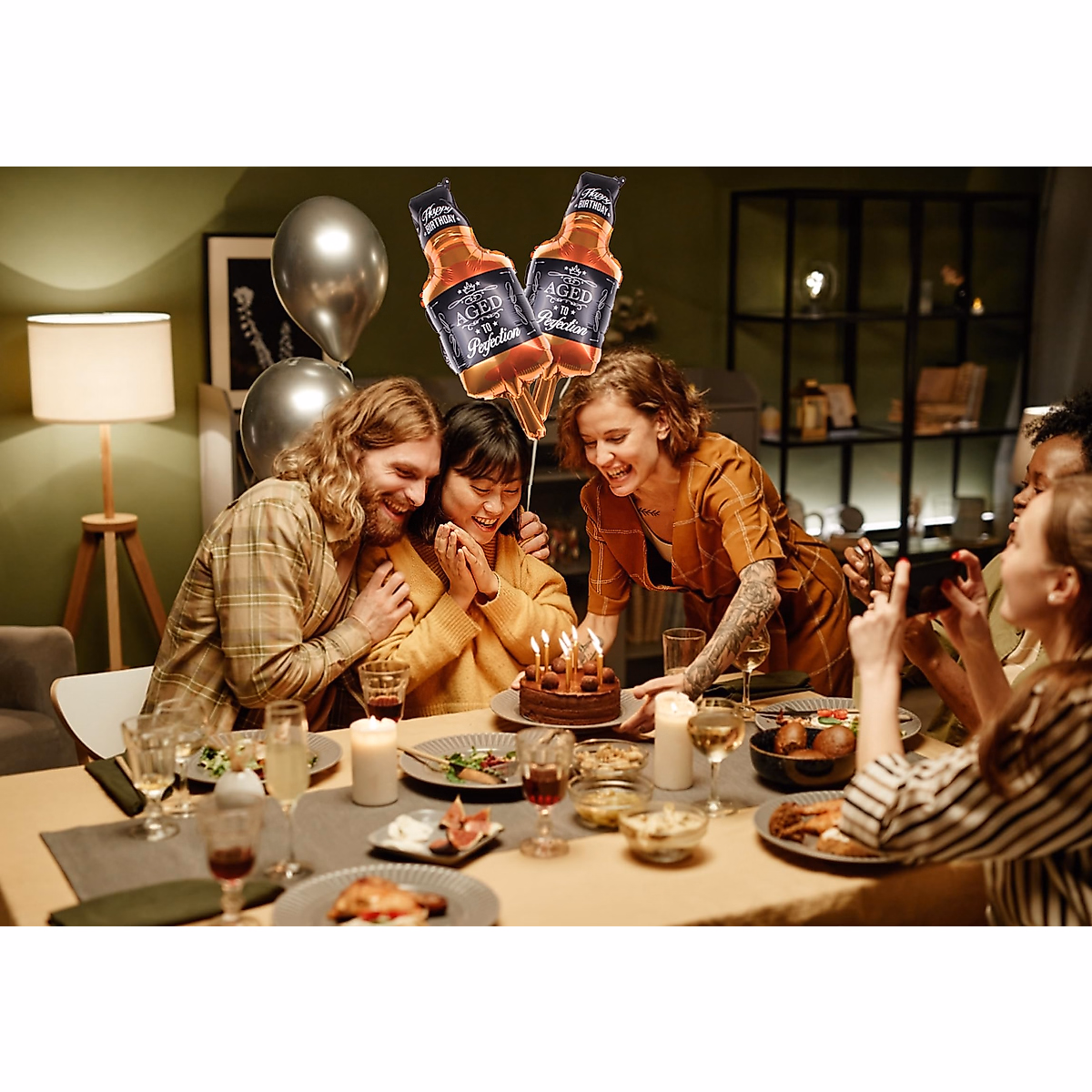 10PCS Mini Whisky Bottle Balloons Foil Aluminum Birthday Balloon Party Decorations Bridal Shower for Woman Man Party Supplies