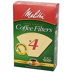 Melitta 4 Cone Coffee Filters, Unbleached Natural Brown, 100 Total Filters Count - Packaging May Vary