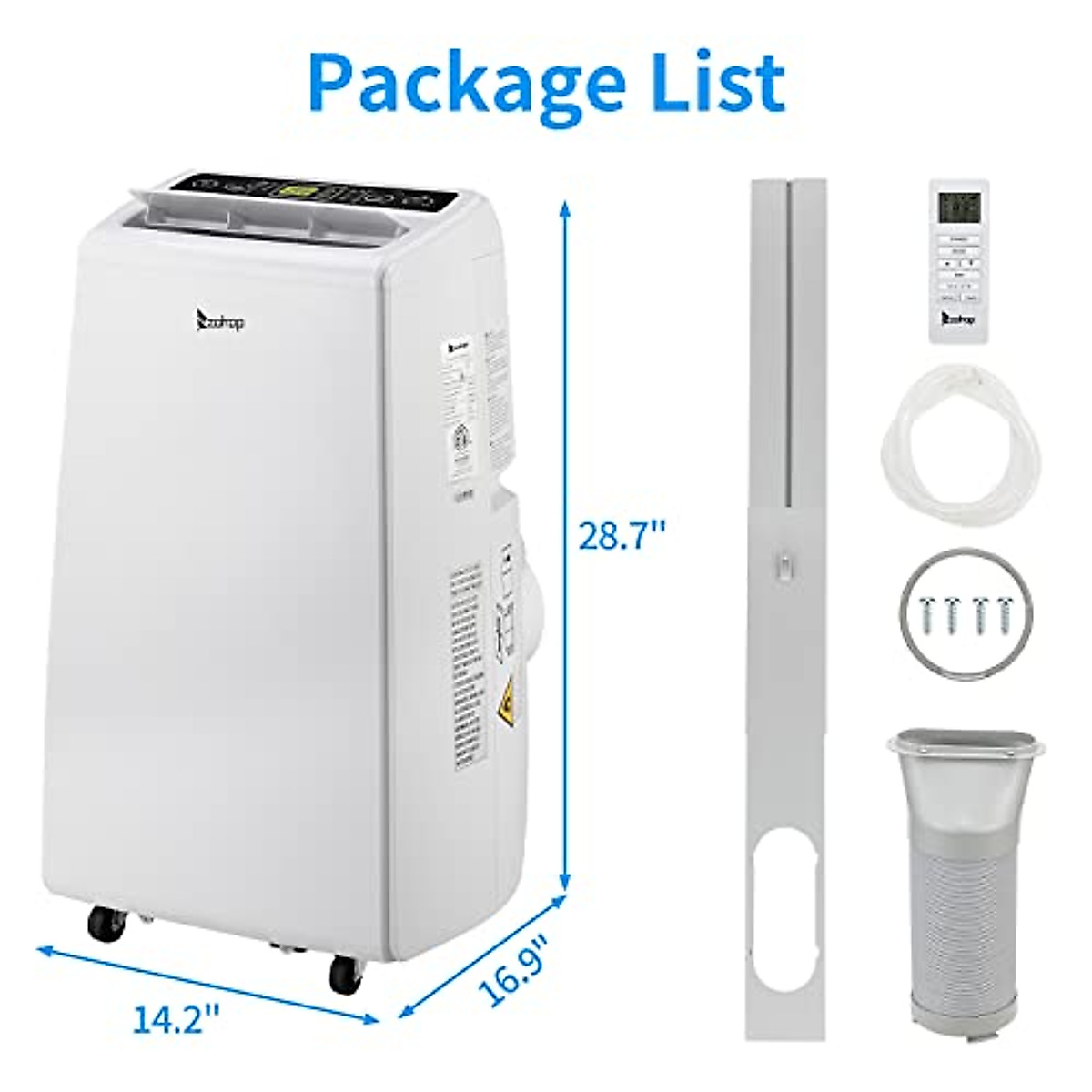 ROVSUN 12,000 BTU 3-in-1 Portable Air Conditioner, Dehumidifier, Fan, for Rooms up to 450 Sq Ft. Floor AC with Remote Control & Rolling Wheels & Window Installation Kit