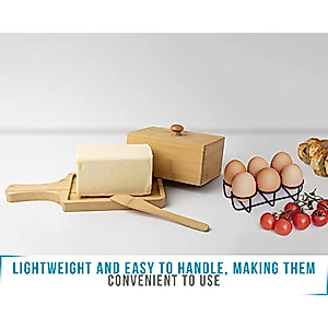 Bamboo Butter Dish w/ Lid – Large Butter Holder Made of Eco-Friendly, Food Grade Bamboo – Holds up to 4oz of Your Favorite Butter – Ideal Butter Keeper for Storage and Serving – Easy to Use