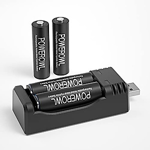 POWEROWL 4-Pack Rechargeable AA Batteries with Charger, 2800mAh High Capacity Low Self Discharger NiMH Double A Battery for Xbox Controller Battery Pack