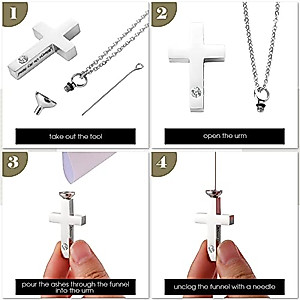 6 Pcs Urn Necklace for Ashe Stainless Steel Cremation Jewelry for Ashes Cross Ashes Necklace Memorial Cross Necklace Urn for Men Women