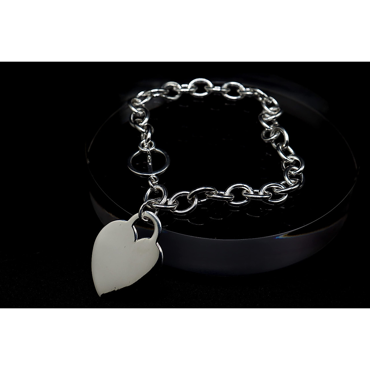 PORI JEWELERS .925 Sterling Silver Heart Charm Bracelet - For Women - Toggle Lock - 7.5"