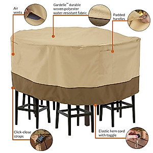 Classic Accessories Veranda Water-Resistant 94 Inch Tall Round Patio Table & Chair Set Cover, Outdoor Table Cover