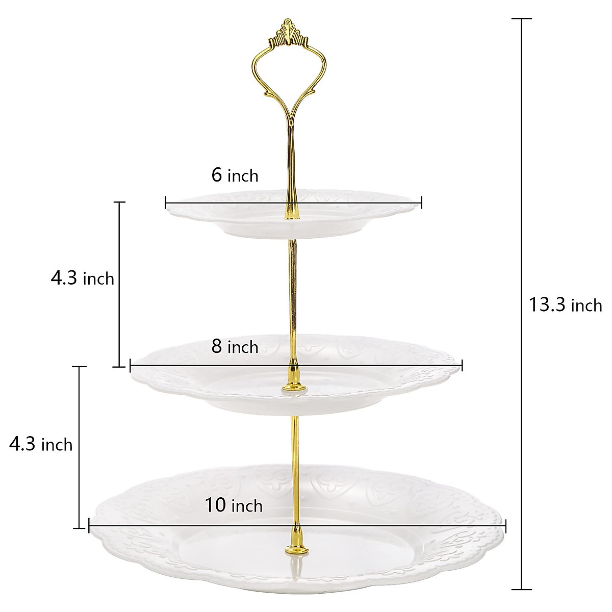 Coloch 3 Pack 3 Tier Plastic Cupcake Stands, White Cupcake Display Tower Cupcake Holder Pastry Snack Serving Plate for Buffet, Party, Birthday, Wedding, Baby Shower, 6/8/10 Inch