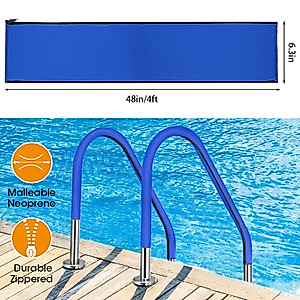 2Pcs Pool Handrail Cover with Zipper, Swimming Pool Hand Railing Covers Anti-Slip Anti-Scald Safety Ladder Rail Grip Sleeve 4FT