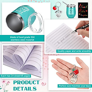12 Pcs Teacher Appreciation Christmas Gift Bulk for Women, 12oz Wine Cup with Mini Journal Notepads Keychains Basket Thank You Retirement Gifts