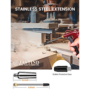 JASTIND Retro Red Air Blow Gun with Powerful Blast Air Nozzle, High Volume Air Blower Gun Kit w/4.9 Inch Steel Extension & 1/4" Quick Plug, Air Gun Air Compressor Attachments for Dust Clean