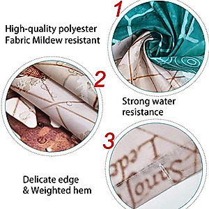 Nautical 5 Pcs Sea Turtle Shower Curtain Set with Rugs and Towels Include Non-Slip Rugs, Toilet Lid Cover and Bath Mat Ocean Waterproof Shower Curtain Sets with 12 Hooks