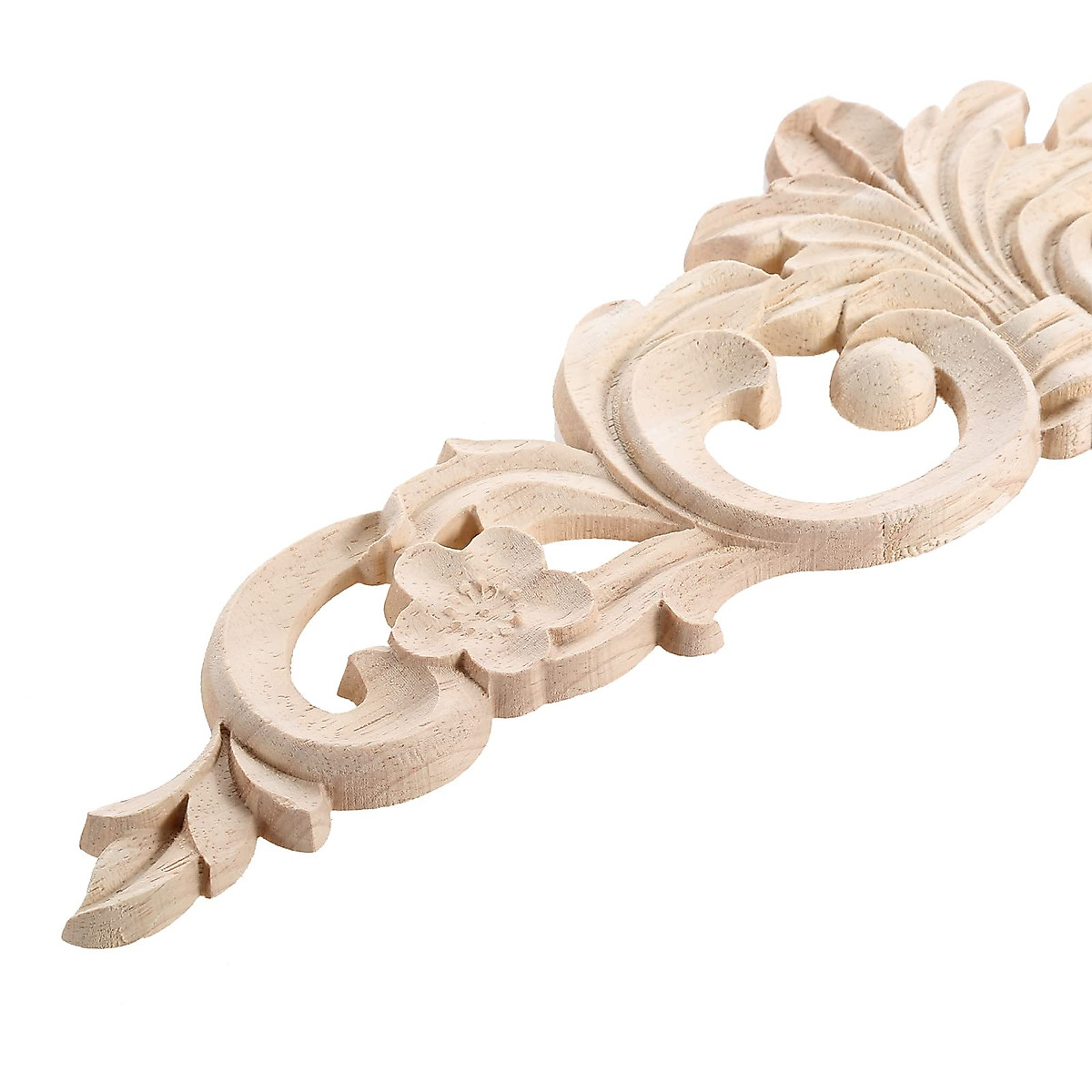 MUXSAM Carved Wood Appliques Onlays, Long Wooden Decals Trim Molding Rosette Inlays for Door Wall Mantel Cabinet Door Dresser Closet Mirror Decoration Furniture Transfer(1-Pack, 20x5cm/7.9" x2)
