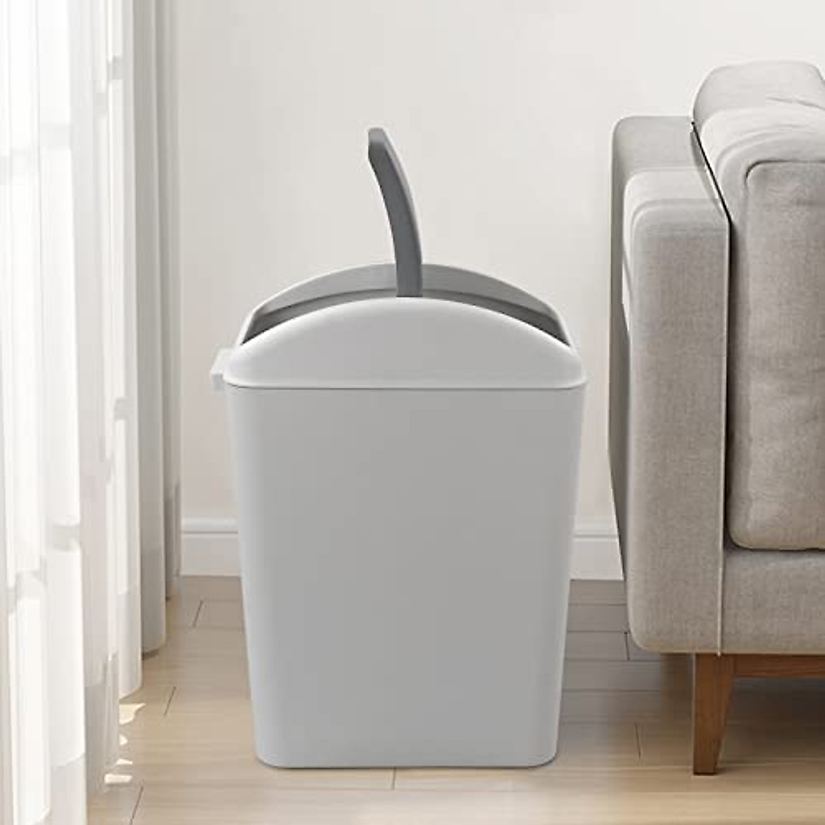 Kekow 4.5 Gallon Small Plastic Trash Can, Swing Lid Waste Can, Gray