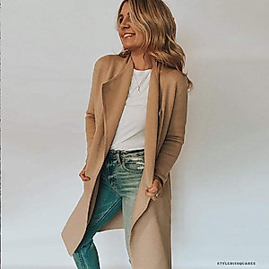 CHICWISH Women's Classy Light Tan Open Front Knit Coat Cardigan, Size XL