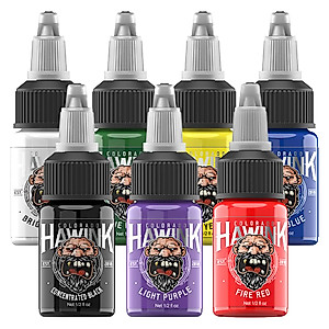 HAWINK Tattoo Ink Set 1/2oz (15ml) Tattoo Supply Ink USA 7 Colors Pigment Kit TI203-15-7