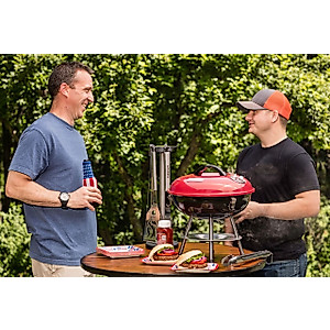 Cuisinart CCG190RB Inch BBQ, 14" x 14" x 15", Portable Charcoal Grill, 14" (Red) & Masterbuilt MB20091621 Lump Charcoal 16 Pound, Black