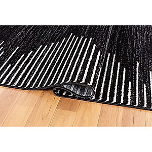 Rugshop Bohemian Stripe Stain Resistant High Traffic Living Room Kitchen Bedroom Dining Home Office Area Rug 5'x7' Black