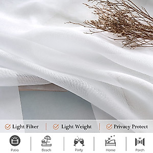 MIULEE 2 Panels Outdoor Sheer Curtain for Pergola, White Waterproof Privacy Semi-Sheer Voile Panel for for Gazebo, Porch, Pergola, Cabana (54 Inch Wide by 96 Inch Long)