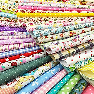 flic-flac 50pcs 10 x 10 inches (25cmx25cm) Cotton Fabric Squares Quilting Sewing Floral Precut Fabric Square Sheets for Craft Patchwork (50pcs 25cm*25cm)