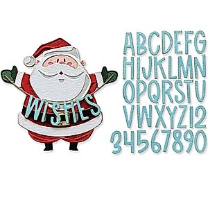 Sizzix Thinlits Die Set 49PK Santa Greetings Colorize by Tim Holtz | 666338 | Metal, Wafer-Thin Cutting Dies for Scrapbooking, Embossing, Journalling, Silver