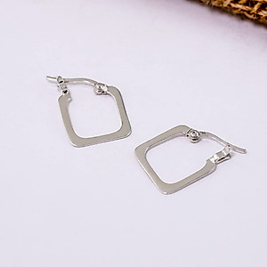 Boma Jewelry Sterling Silver Square Snap Down Hoop Earrings